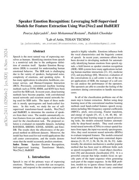 Speaker Emotion Recognition Leveraging Self Supervised Models For Feature Extraction Using