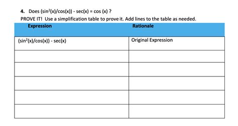 Solved Does Sin X Cos X Sec X Cos X PROVE Chegg Com