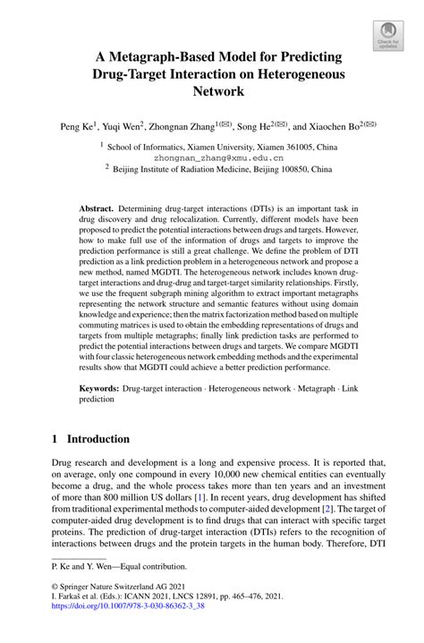 Pdf A Metagraph Based Model For Predicting Drug Target Interaction On Heterogeneous Network
