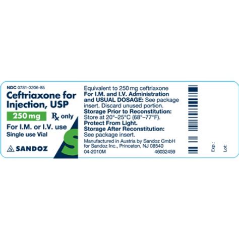 Ceftriaxone Sodium 250mg Rx Products
