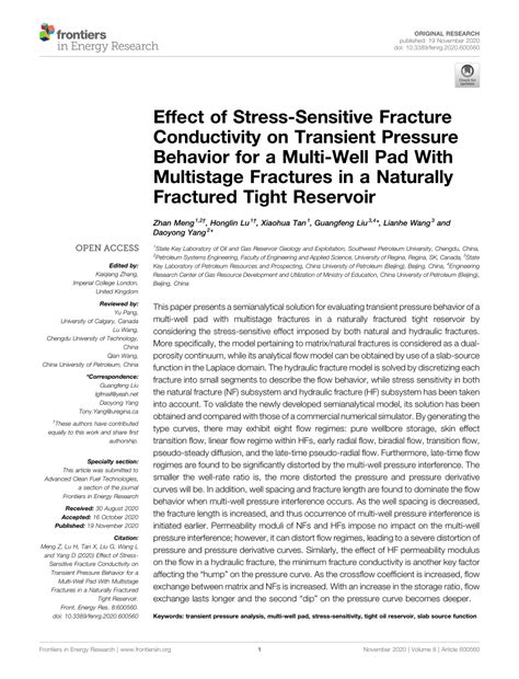 Pdf Effect Of Stress Sensitive Fracture Conductivity On Transient Pressure Behavior For A