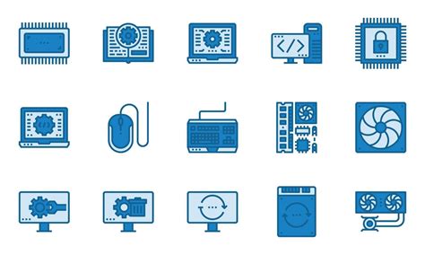 Computer Hardware Icons Blue Color Cooling System Softwarelaptop 5033377 Vector Art At Vecteezy