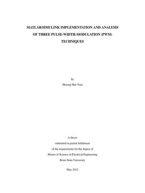 Matlab Simulink Implementation And Analysis Of Three Pulse Width Pdf Power Electronics