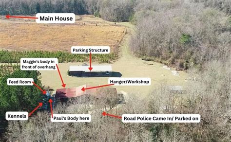 Photo Map Overview Showing Where Paul And Maggies Body Were Found On The Property In Alex