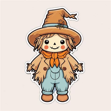 Premium Vector Cute Scarecrow Sticker Vector Illustration