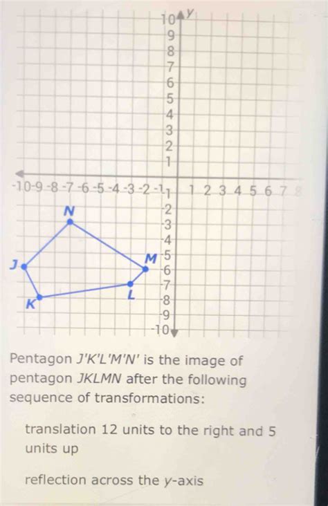Solved 10 Y J P Pentagon Jklmn After The Following Sequence Of Transformations Translation