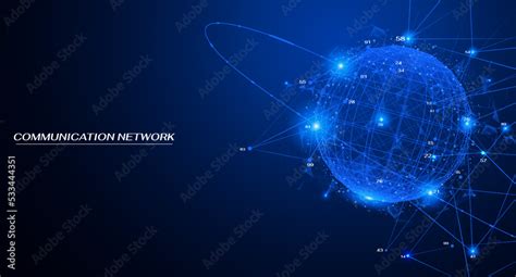 Abstract Digital Global Data Network Communication Technology Concept Vector Futuristic Low
