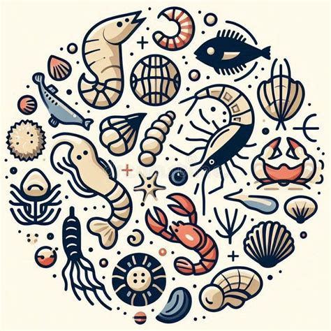 A Plate Of Assorted Seafood Stock Illustration Illustration Of Lunch