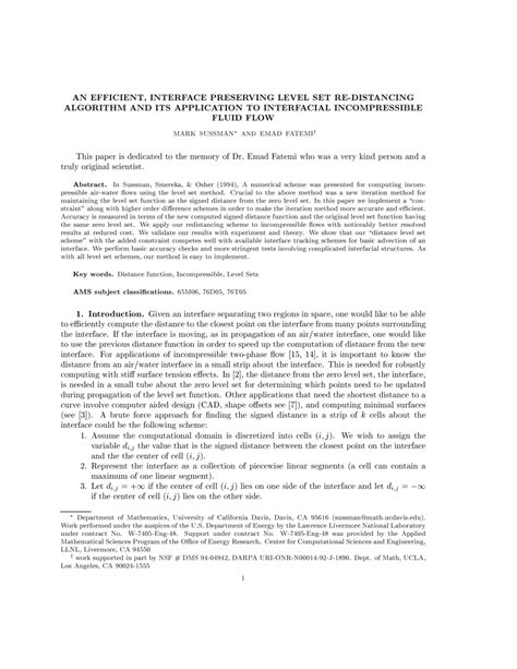 Pdf An Efficient Interface Preserving Level Set Re Distancing