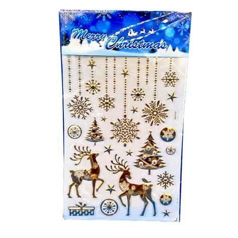 Комплект стикери с елени коледни елхи и снежинки 30 21см 68874