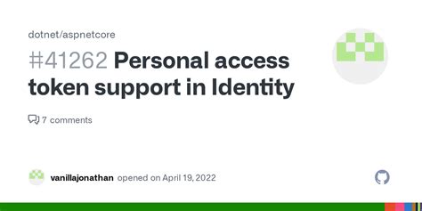 personal access token support in identity · issue 41262 · dotnet aspnetcore · github
