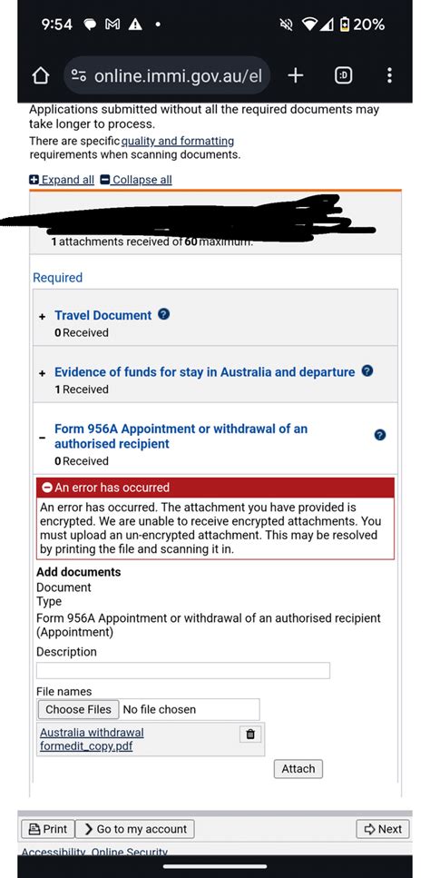 Error Message Uploading Passport As Pdf And 956a Document Need Help