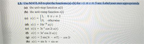 Solved Use Matlab To Plot The Functions A H For 1