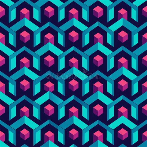Seamless Geometric Pattern With 3d Cubes Stock Vector Illustration Of Textile Geometric