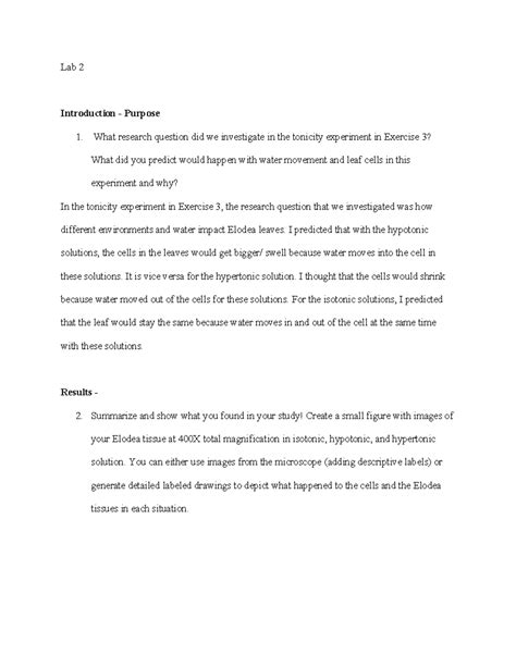 Lab2 Biol 1107 Elodea Leaf Lab Made A 100 Lab 2 Introduction