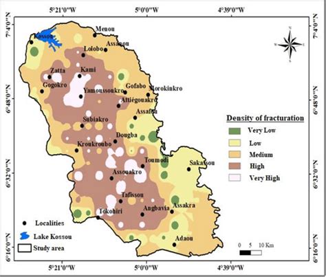 Fracture Density Map Of Yamoussoukro And Toumodi Departments Download Scientific Diagram