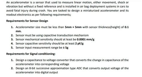 Solved An Accelerometer Is A Sensor That Used To Measure Chegg Com