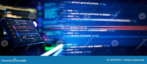 software source code programming code splitting of css and php code on computer screen