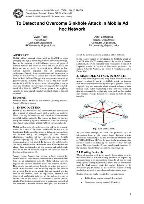 Pdf To Detect And Overcome Sinkhole Attack In Mobile Ad Hoc Network