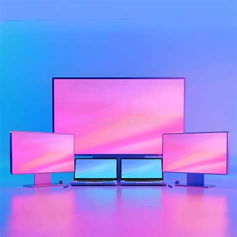 Futuristic Workspace Featuring Multiple Monitors Laptops And Sleek Ergonomic Furniture Designs