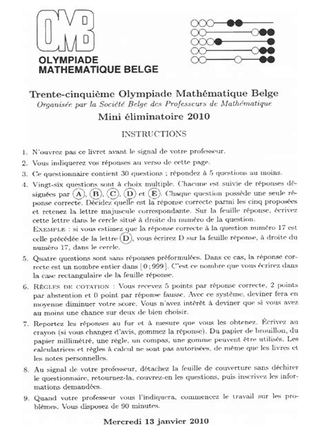 Olympiades Mini 2010 Pdf