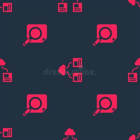 Set Search Concept With Folder And Cloud Technology Data Transfer On Seamless Pattern Vector