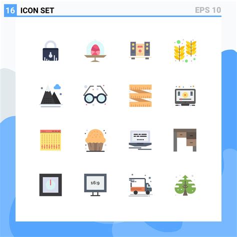 Stock Vector Icon Pack Of 16 Line Signs And Symbols For Athletics Wheat Woofer India Farm