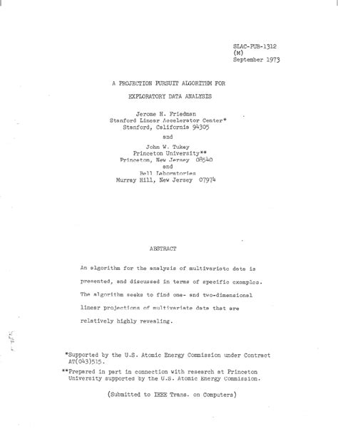 Pdf A Projection Pursuit Algorithm For Exploratory Data Analysis ” Ieee Transactions On