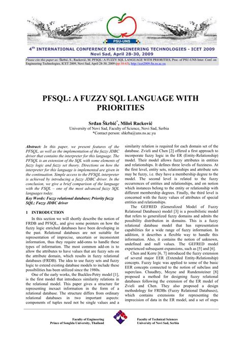 Pdf Pfsql A Fuzzy Sql Language With Priorities
