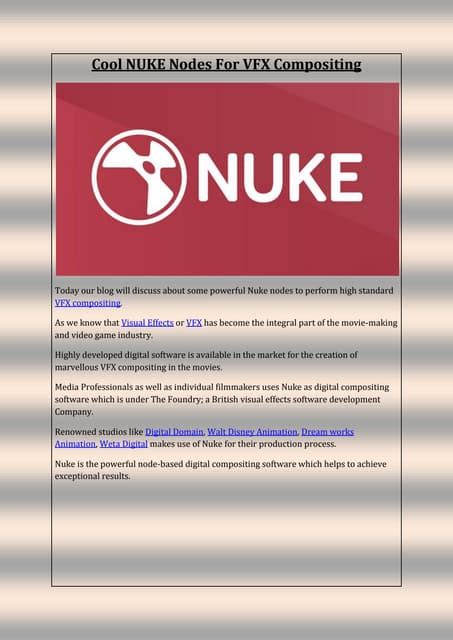 cool nuke nodes for vfx compositing pdf