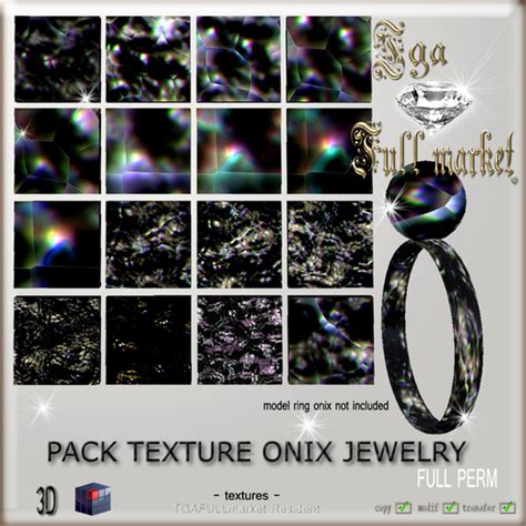 Second Life Marketplace Pack Texture Onix Jewelry