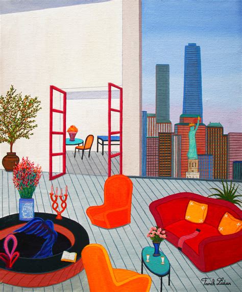 New York Vista 2019 Acrylic On Canvas 18x15 By Fanch Ledan For Sale