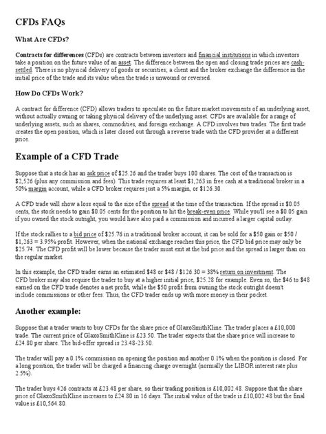 Contracts For Differences Info Cfd Pdf Contract For Difference Equity Securities
