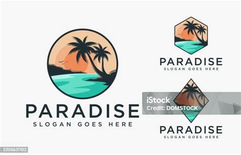 야외 모험 여행 배지 엠블럼 아름다운 태양과 해변 풍경 기호 벡터 일러스트 레이 션 템플릿 개체 그룹에 대한 스톡 벡터 아트 및 기타 이미지 개체 그룹 경관 관광