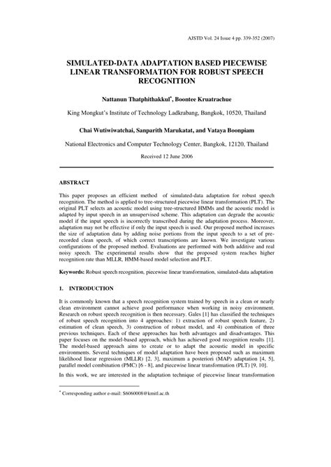 pdf simulated data adaptation based piecewise linear transformation