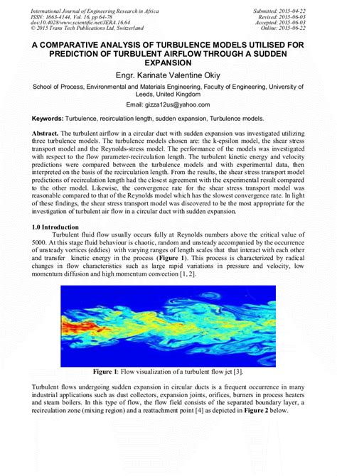 A Comparative Analysis Of Turbulence Models Utilised For The Prediction Of Turbulent Airflow