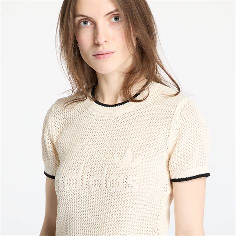 T Shirts Adidas Originals Premium Crochet Cali Tee White Wonder White