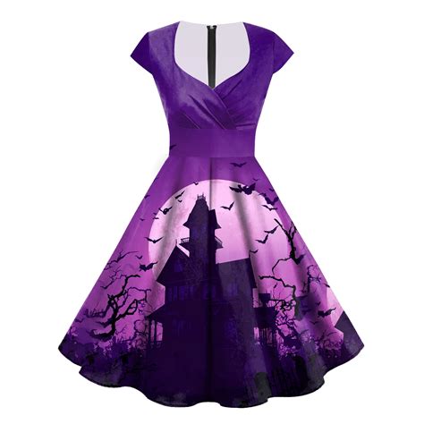 Ttuhywxi Womens 1950s Retro Swing Dresses 2025 Halloween Ghost Pumpkin