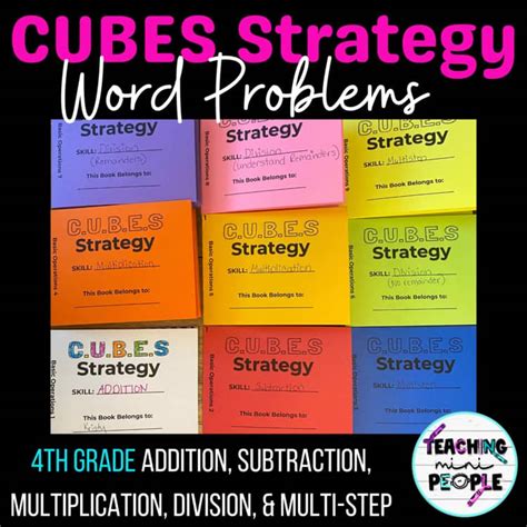 Cubes Math Strategy Word Problems Worksheets 4th Grade Hands On Foldable