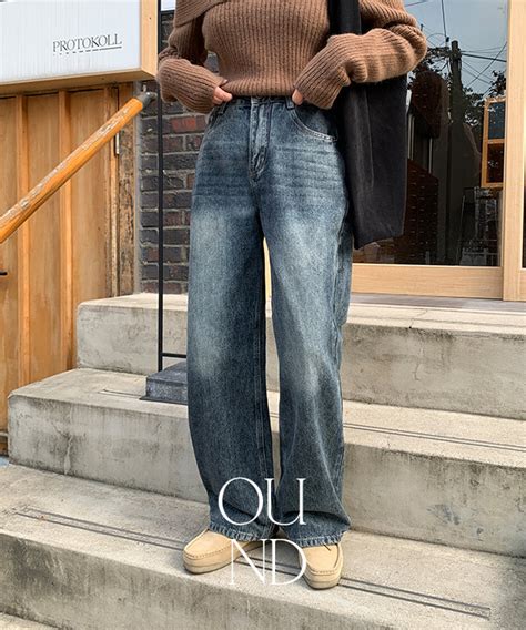 모어라운드 단독 Made5size 포즈 빈티지 워싱 세미 와이드 데님 팬츠 4color