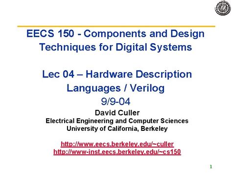 Eecs 150 Components And Design Techniques For Digital
