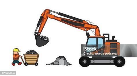 벡터 일러스트레이션 컬러 어린이 건설 미니 크기 바퀴 달린 굴삭기 및 건설 노동자 클립 아트 개발에 대한 스톡 벡터 아트 및 기타 이미지 Istock