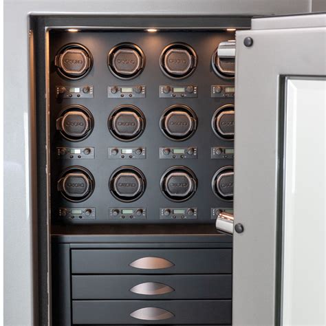 Odin Tall Watch Safe With Drawers Dark Grey Casoro Jewelry Safes