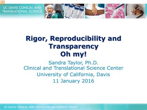 Rigor Reproducibility And Transparency Oh My