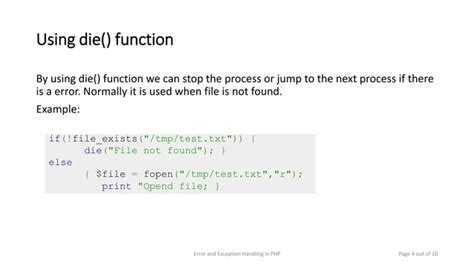 Error And Exception Handling In Php Pptx