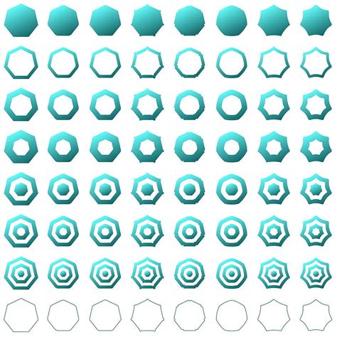 칠각형 모양 다각형 아이콘 템플릿 세트 벡터 Ai Eps Uidownload