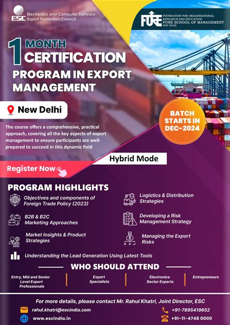 Exportmanagement Certificationprogram Escindia Fore Globaltrade