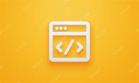 Premium Photo Minimal Code Browser Symbol On Yellow Background 3d