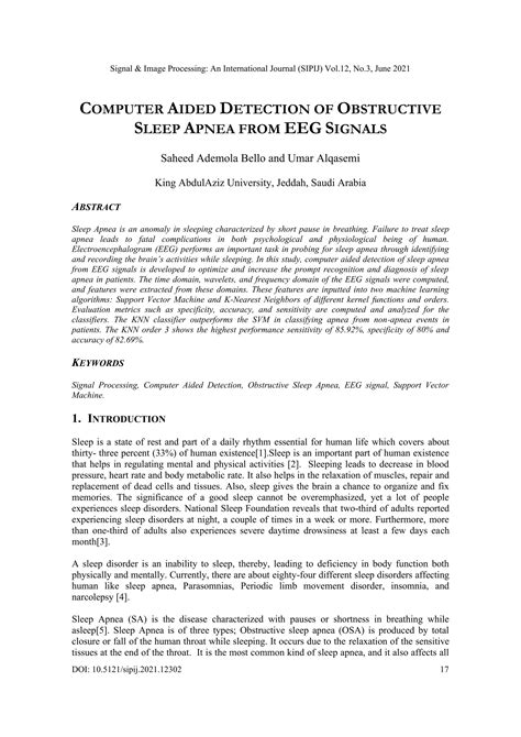 Computer Aided Detection Of Obstructive Sleep Apnea From Eeg Signals Pdf