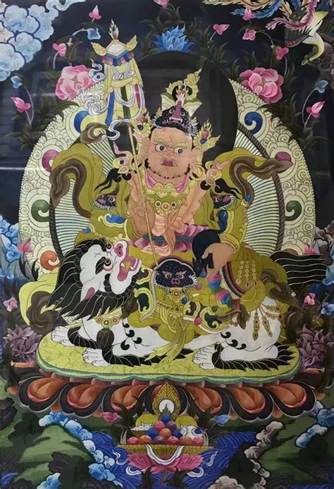 苏绣唐卡 财宝天王 佛像 芝然斋苏绣艺术品